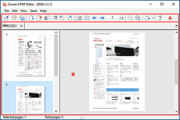 IJ Scan Utility (Windows) - PDF Edit Screen - G620