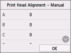 Aligning the Print Head Manually from the Operation Panel - TR7820
