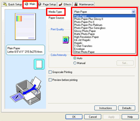 Change the paper type (Windows) MX870