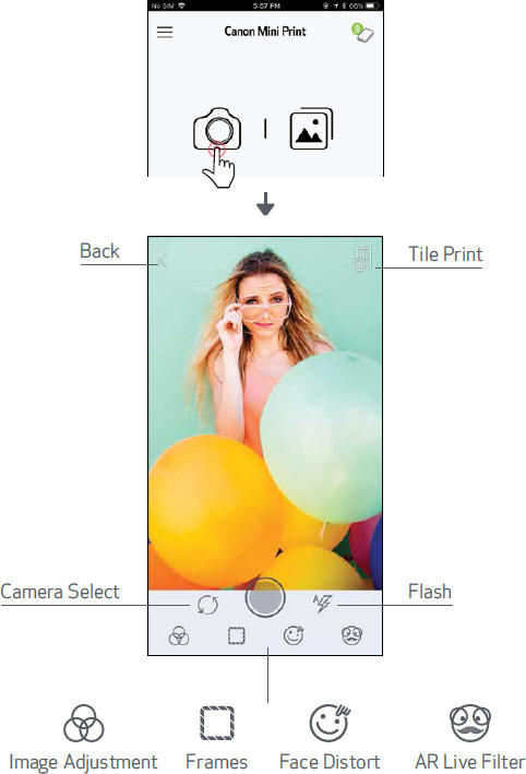 Canon Mini Photo Print App Screens - IVY Mini Photo Printer