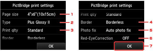 PictBridge (Wireless LAN) Print Settings - MG7520 / MG7720