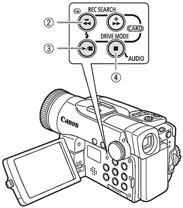 Playing back a tape on the camcorder Optura 50 and Optura 60