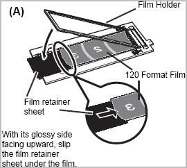 Preparing to scan film using the Film Guide (8800F)