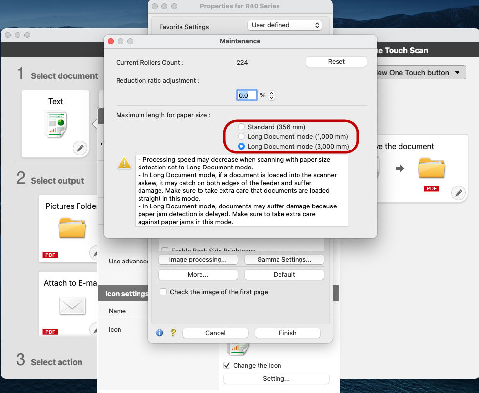 Setting the Long Document Mode on my R40 Scanner (macOS)