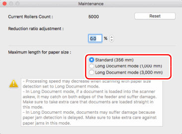 Setting the Long Document Mode - R40/RS40
