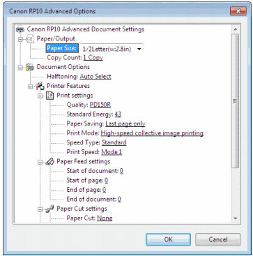 What are the printer driver options available for the RP-10?