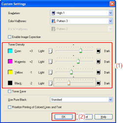 Adjust [Toner Density] to a darker setting (LBP7200)
