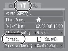 Procedure for formatting the memory card PowerShot SD1100 IS