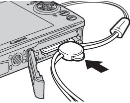 Procedure for inserting the memory card for PowerShot SD750 and SD1000.