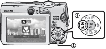 Setting close-up and infinity modes PowerShot SD850 IS.