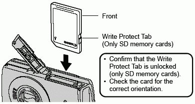 Installing the battery and memory card into the PowerShot SD870 IS