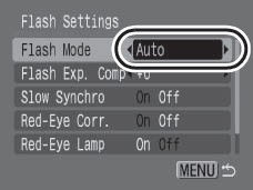 Procedure for setting the flash modes PowerShot G10.