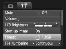 Procedure for formatting the memory card PowerShot SX120 IS.