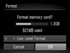 Procedure for formatting the memory card PowerShot SX120 IS.