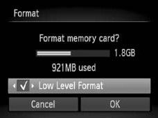 Procedure for formatting the memory card PowerShot SX120 IS.