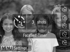 Setting the Self Timer, Custom Timer, and Face Self-Timer for the PowerShot SX20 IS.