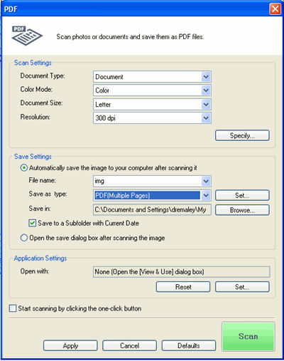 Use MP Navigator EX to create a PDF - MP970 (Windows )