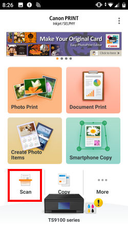 Scan with your printer using the Canon PRINT Inkjet/SELPHY app - Android