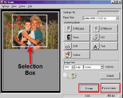 Scanning an image with IS Scan - Windows