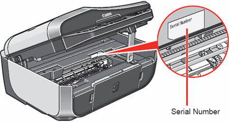 Locate the serial number MX310