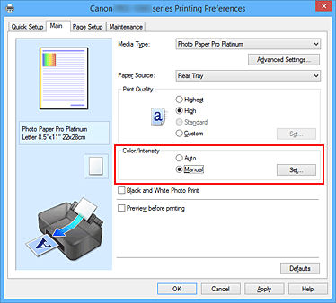 Changing the imagePROGRAF PRO-1000 Clear Coating Settings - Windows