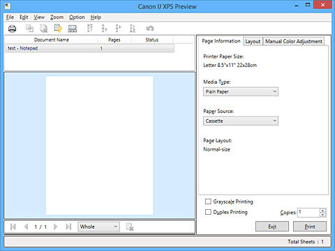Editing the Print Document or Reprinting from the Print History