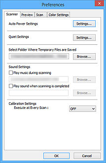 ScanGear Preferences Scanner Tab