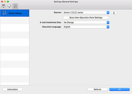 IJ Scan Utility Lite Settings (General Settings) Dialog