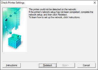 Check Printer Settings screen appears while trying to set up the ...