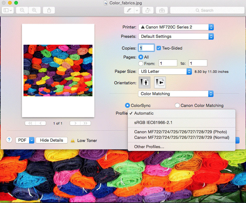 Mac Color Matching (Color imageCLASS)