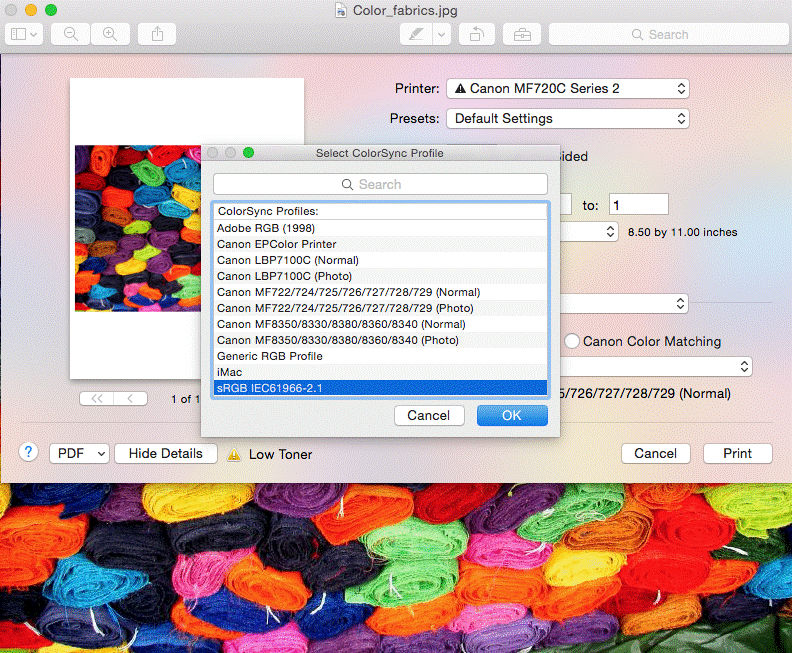 Mac Color Matching (Color imageCLASS)