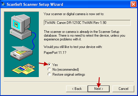 Run the "Scanner Setup Wizard".