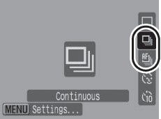 Setting Continuous Shooting mode PowerShot SX10 IS.