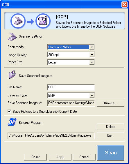Setting up the Toolbox OCR button functions
