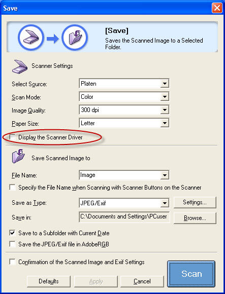 How to Display the Scanner Driver when Scanning through the CanoScan ...