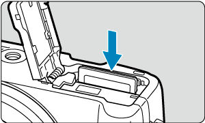 Inserting/Removing the Battery and Card from the EOS R50