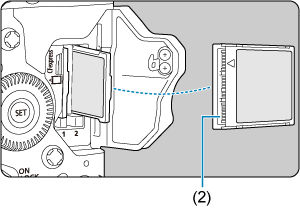 Inserting and removing memory cards on the EOS 1Dx Mark III.
