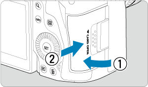 Inserting/Removing Cards with the EOS R5.