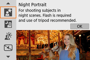 Using Night Portrait Mode on the EOS M50 Mark II.