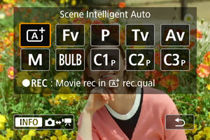 EOS R5: A+: Fully Automatic Shooting (Scene Intelligent Auto)