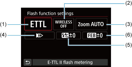 Flash Function Settings on the EOS R6.