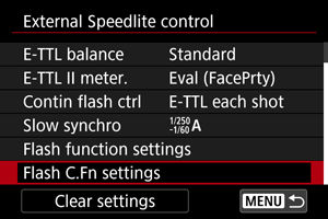 Flash Function Settings on the EOS R6.