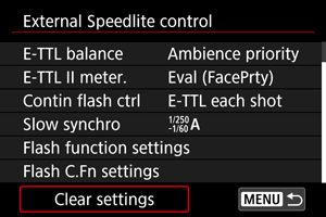 EOS R5: Flash Function Settings