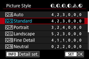 EOS R5 Picture Style Selection