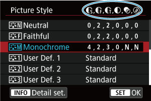EOS R5 Picture Style Selection