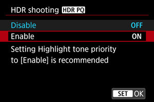 EOS R5: HDR PQ Settings