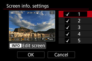 Shooting Information Display on the EOS R5.