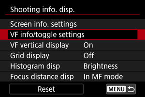 Shooting Information Display on the EOS R5.