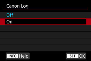 EOS R6: Canon Log Settings