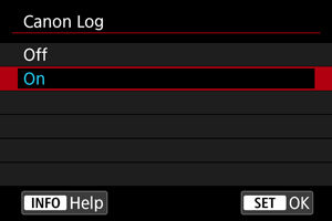 EOS R6: Canon Log Settings